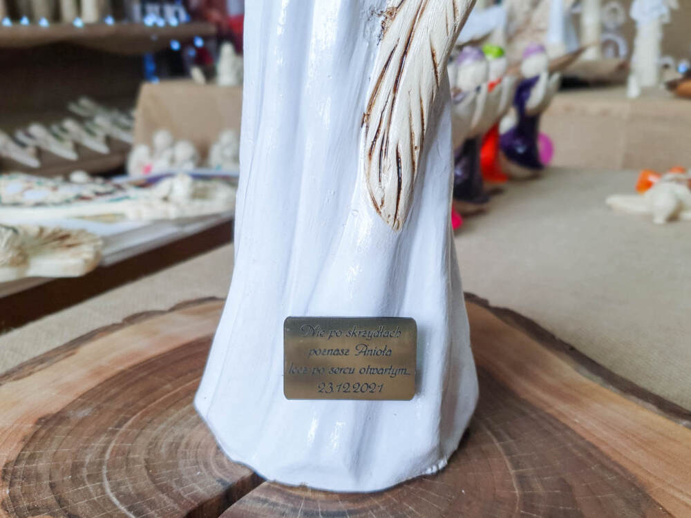 Anioł Gabriel - biały - 40 x 18 cm figurka dekoracyjna gipsowa